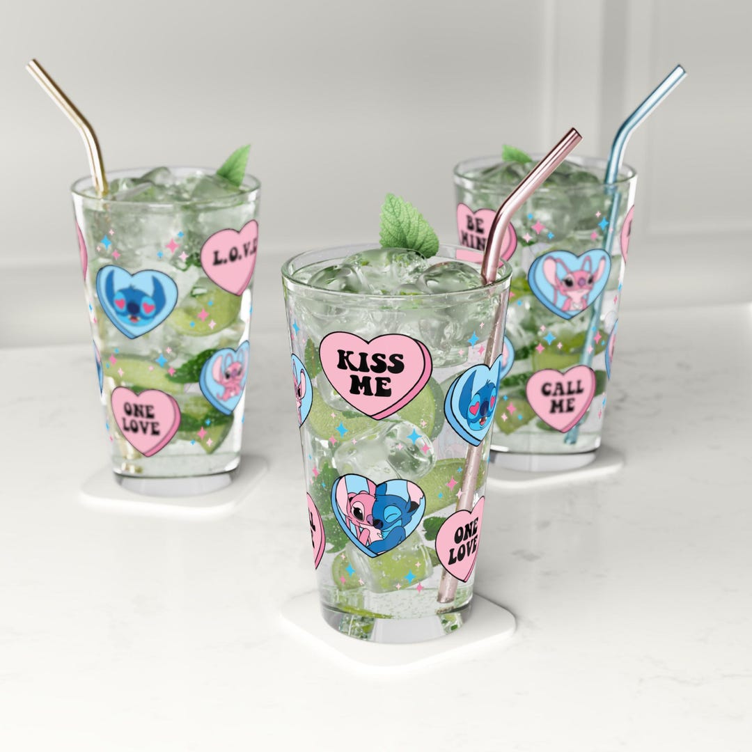 Cute Cartoon Heart Pint Glass, 16oz - Perfect for Valentine's Day ...