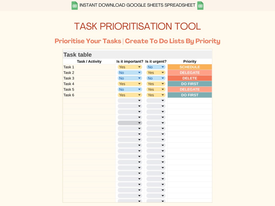 Task Prioritisation Matrix Tool, Task Prioritization Matrix, Prioritise ...