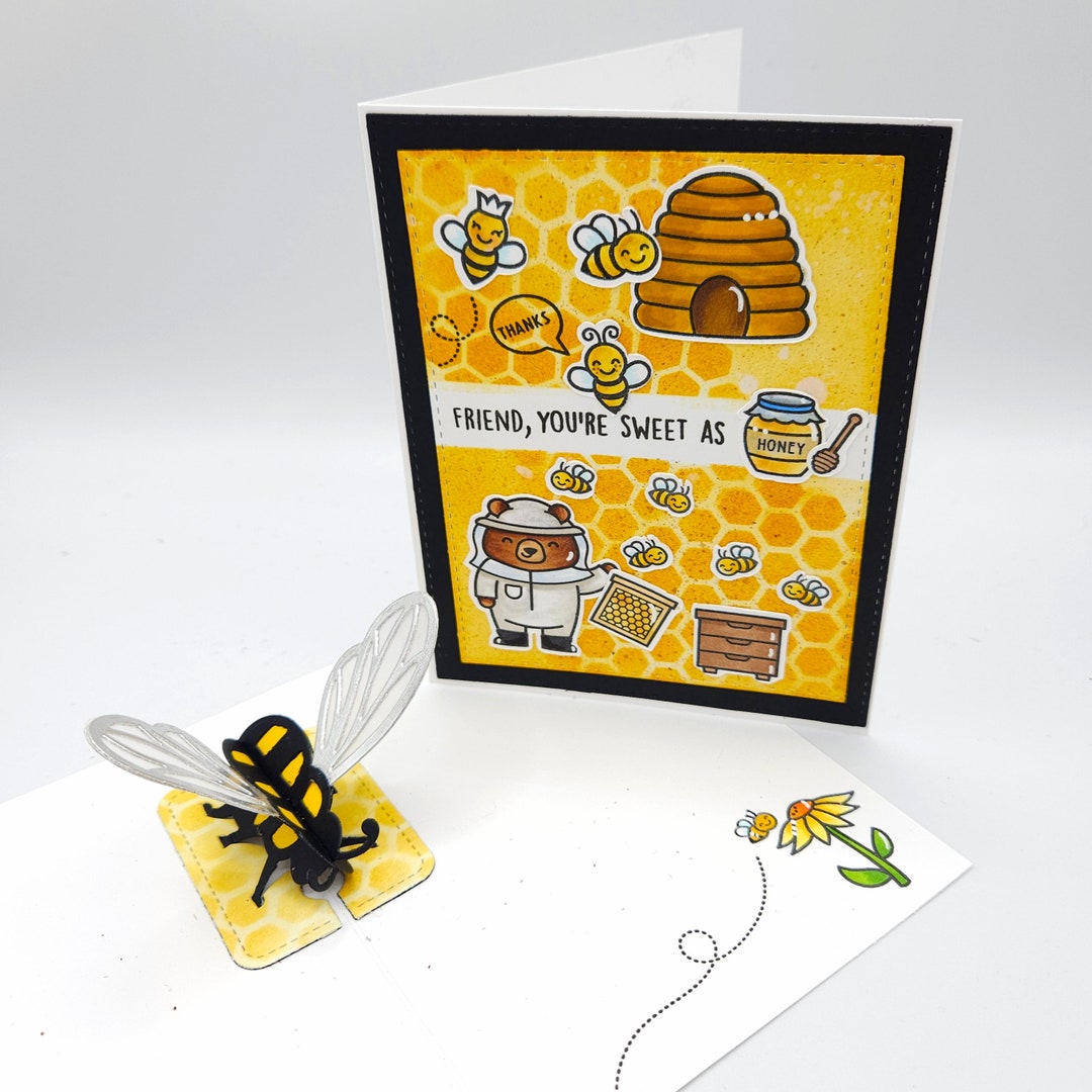 Hand Colored Bee Pop-up Friendship Card, Blank Card, Thank You Card ...