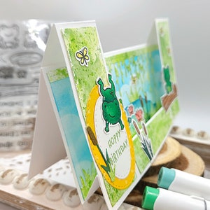 Happy hoppy Birthday Cute Frogs Card. Hand Made, Stamped and Colored ...