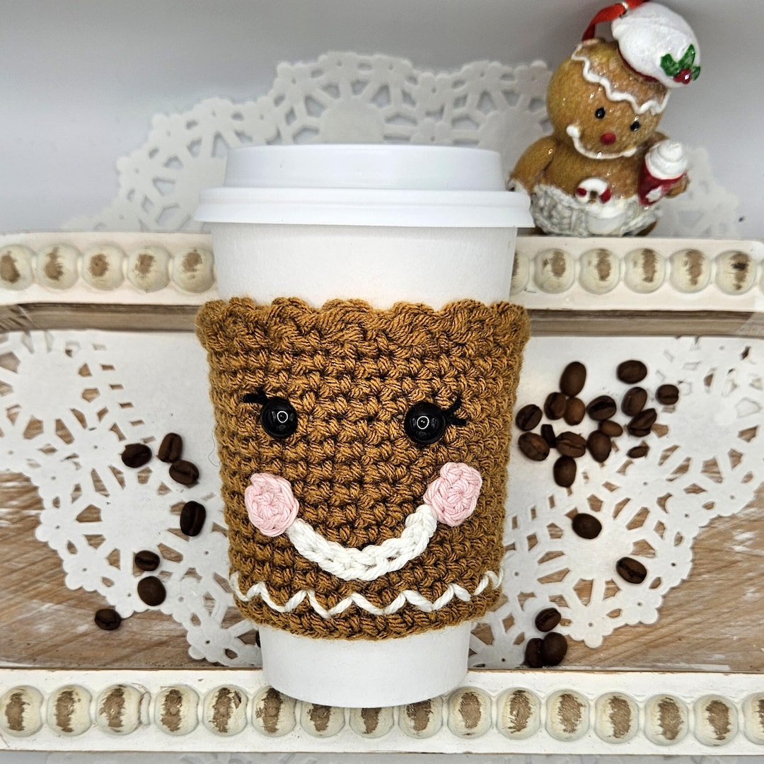 Gingerbread Cookie Cup Cozy, Christmas Cup Cozy, Crochet Cup Cozy ...