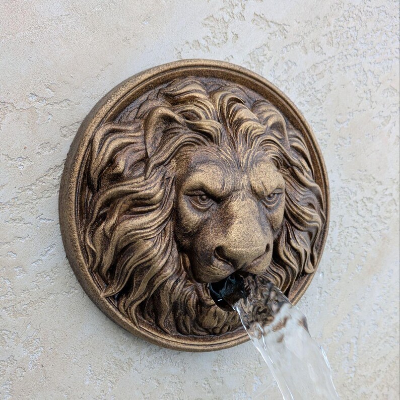 Lion Head 8'' Water Spout Pool Water Feature Wall Fountain Emitter Lion ...