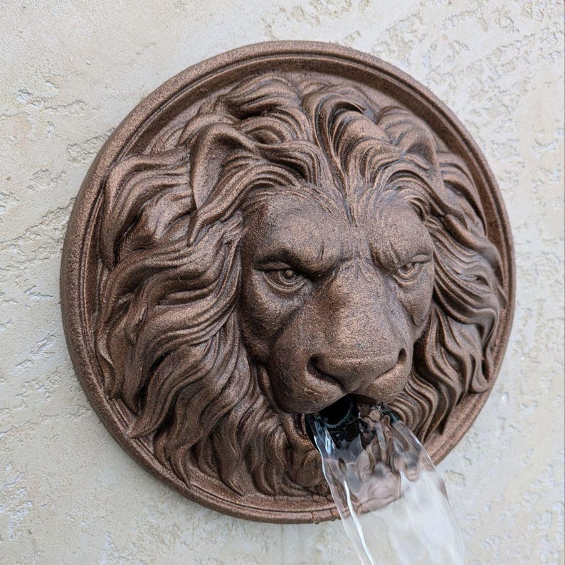 Lion Head 8'' Water Spout Pool Water Feature Wall Fountain Emitter Lion ...