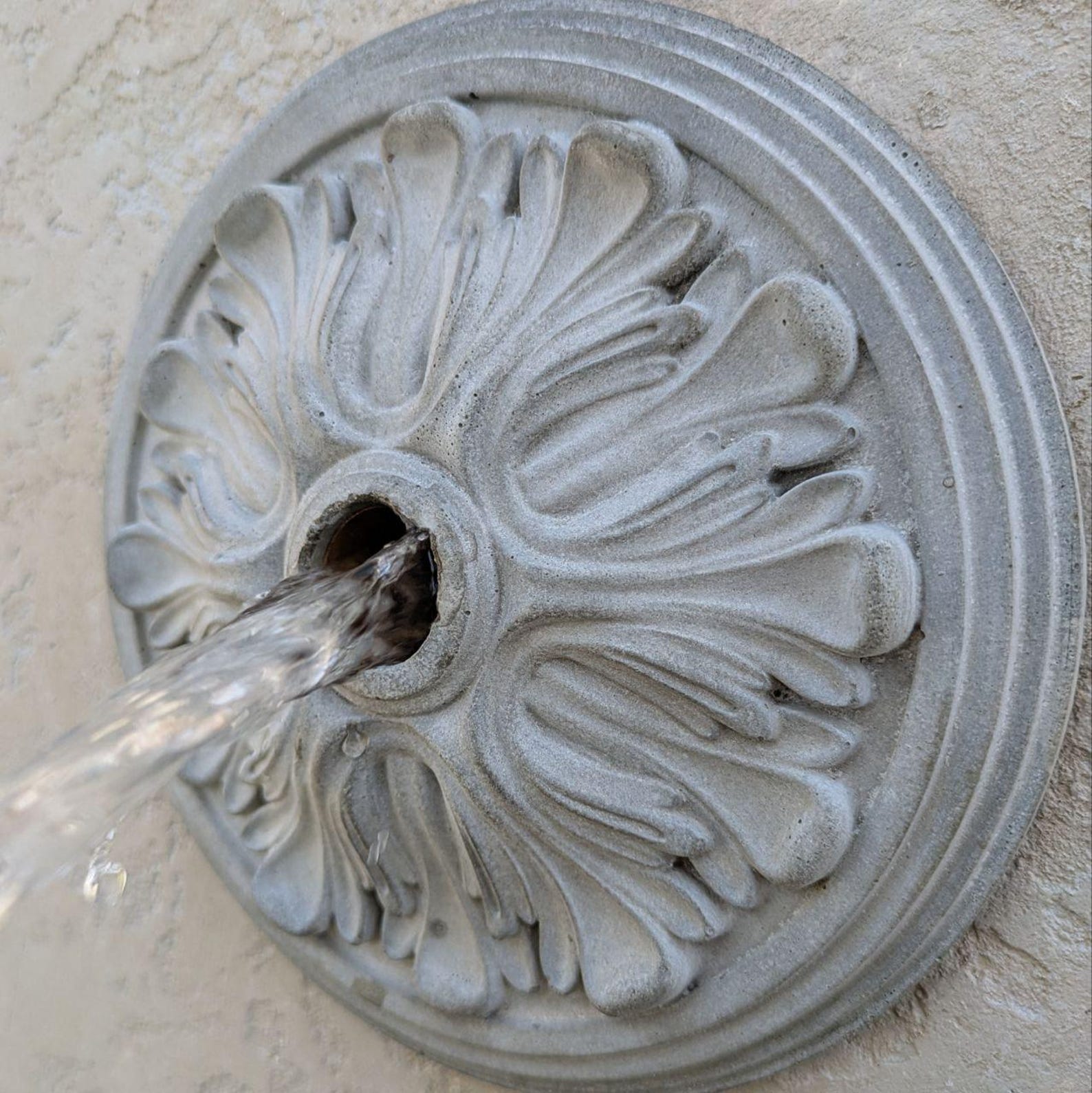 Concrete Water Spout Rosette 8" Pool Water Feature Wall Fountain ...