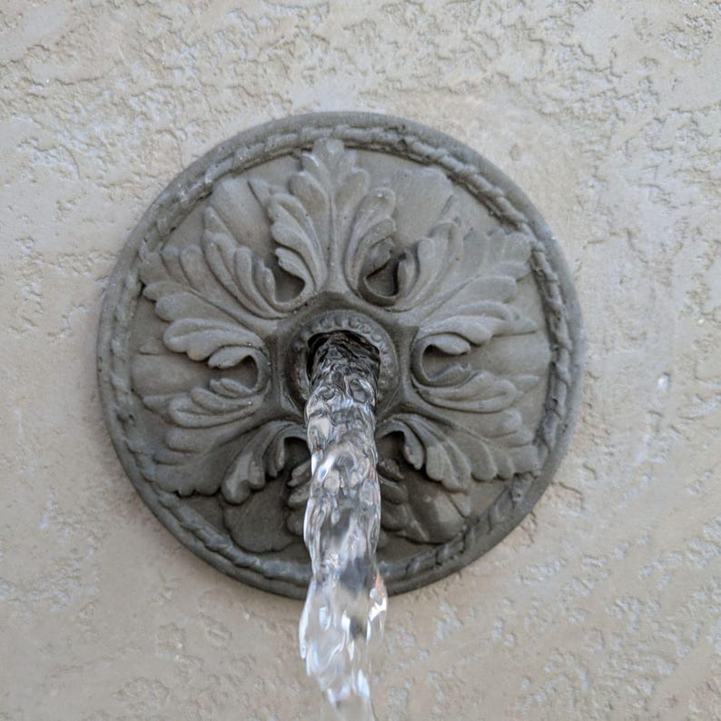 Concrete Water Spout Rosette 6" Pool Water Feature Wall Fountain ...
