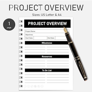 Project Overview Planner & Tracker Template | Project Management ...