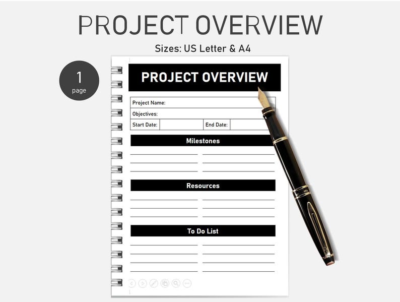 Project Overview Planner & Tracker Template | Project Management ...