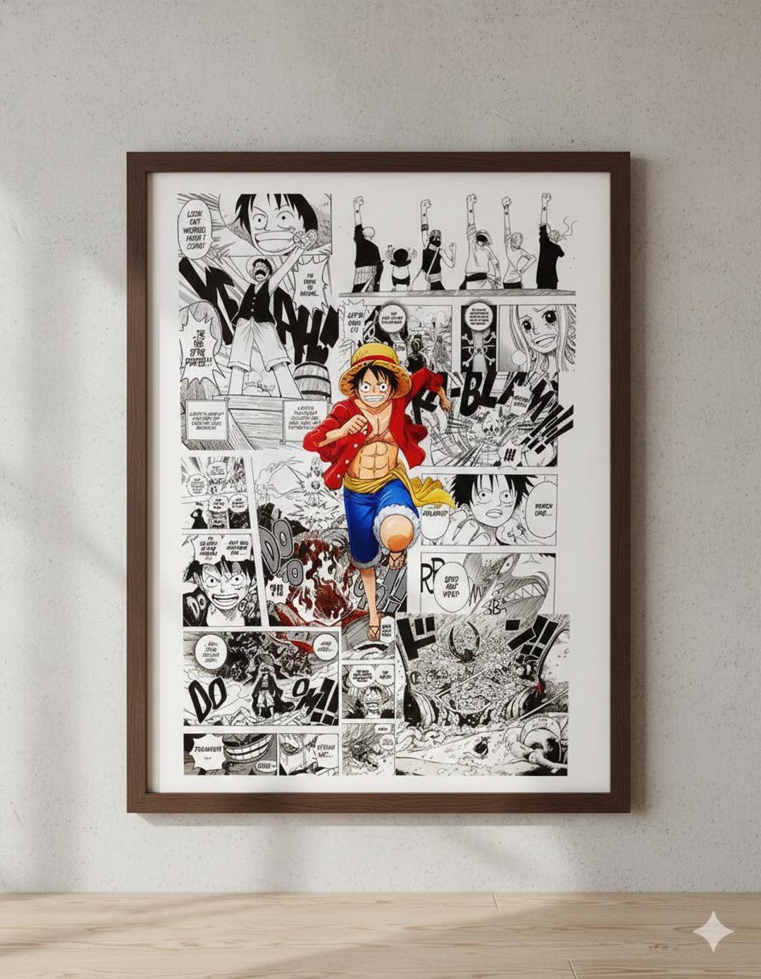 One Piece Luffy Manga Collage Poster | Anime Wall Art Instant Print ...