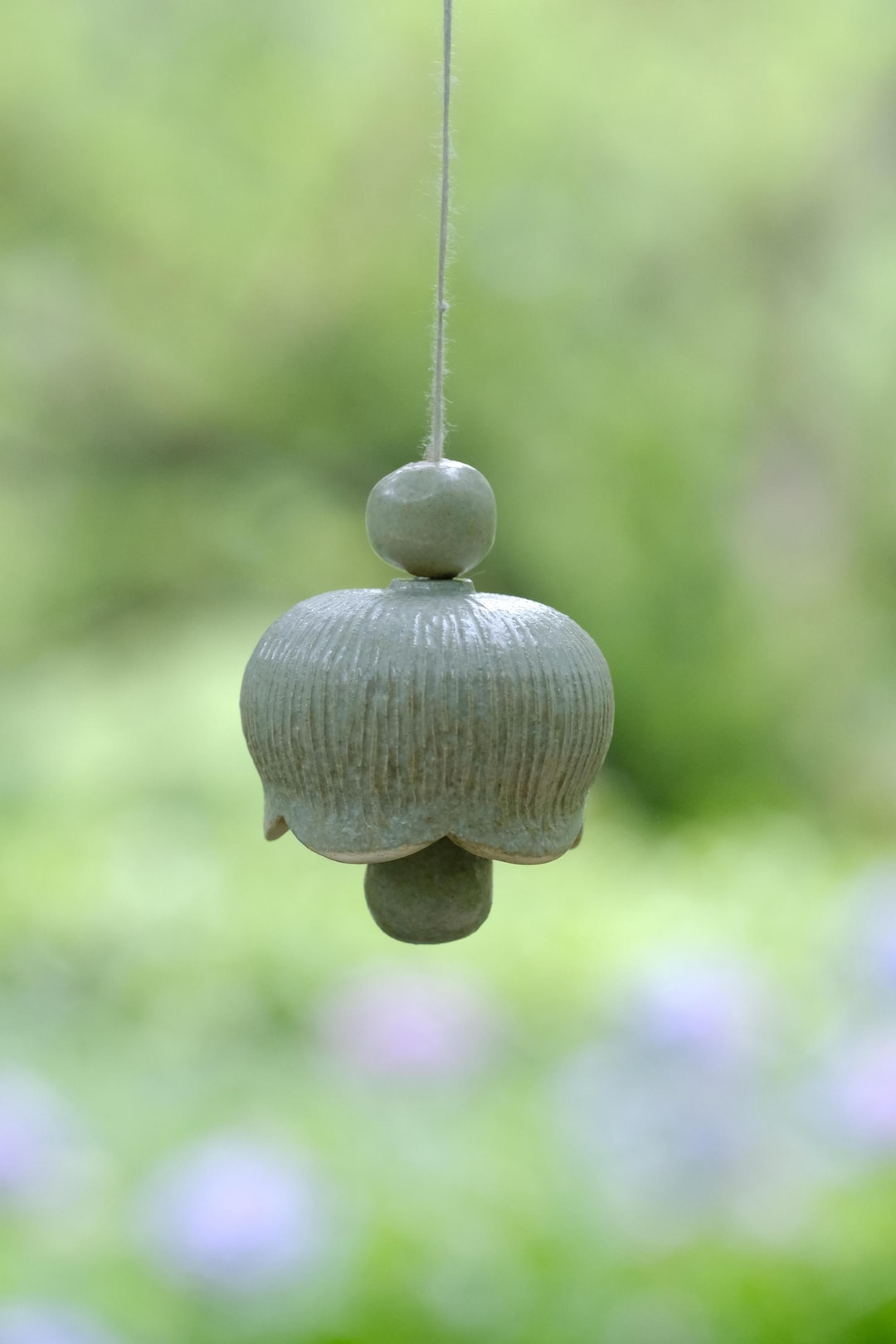 Handmade Wind Chime, Ceramic Bell – Miniature Pottery Garden Chime ...