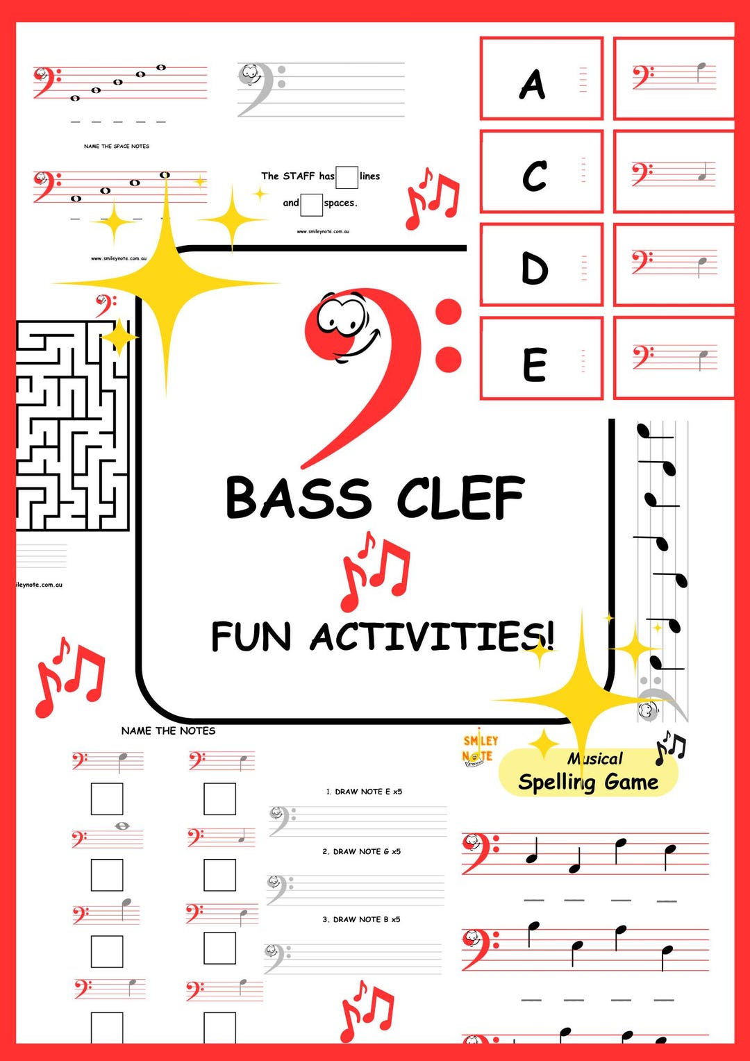 Learn the Bass Clef Music Notes – Activities Bundle + Flashcards ...