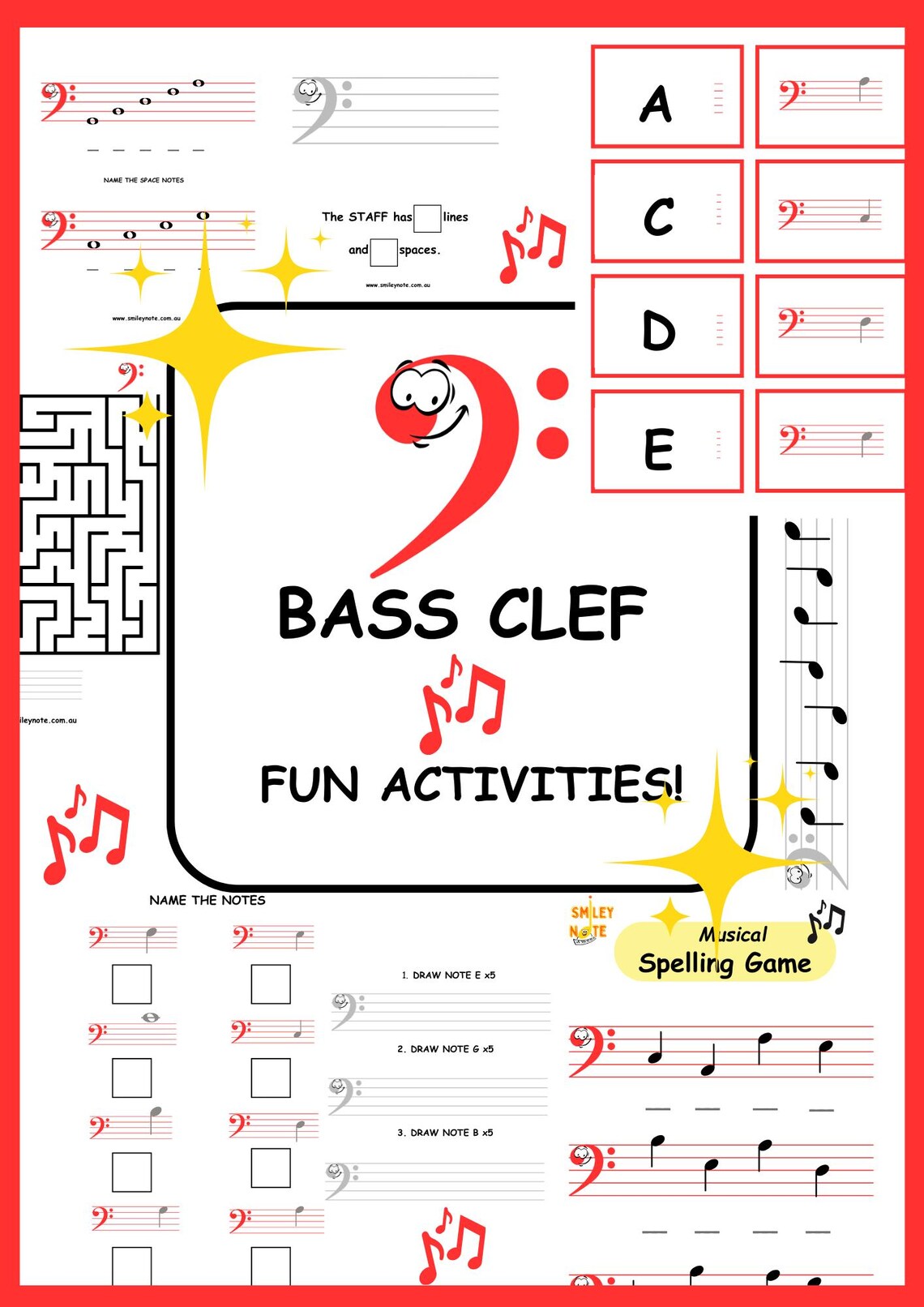 Learn the Bass Clef Music Notes – Activities Bundle + Flashcards ...