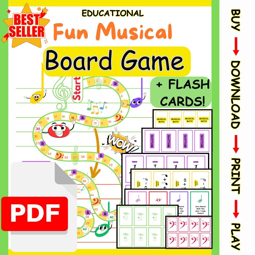 Music Theory Board Game – Fun Music Learning for Kids – Treble & Bass ...