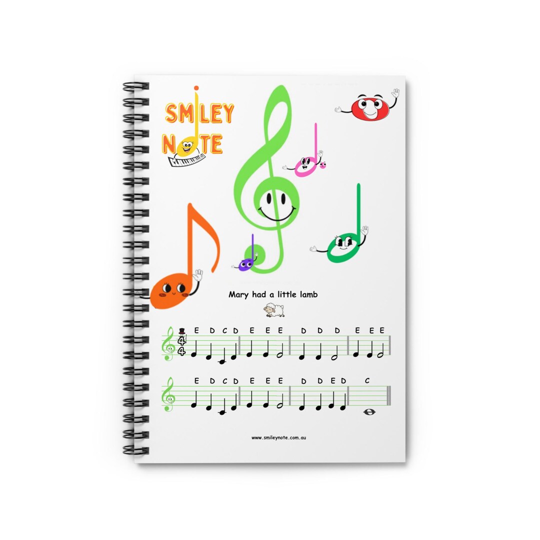 Music Notebok - Ruled Line, Smiley Note Cover, Treble Clef Design, Mary ...
