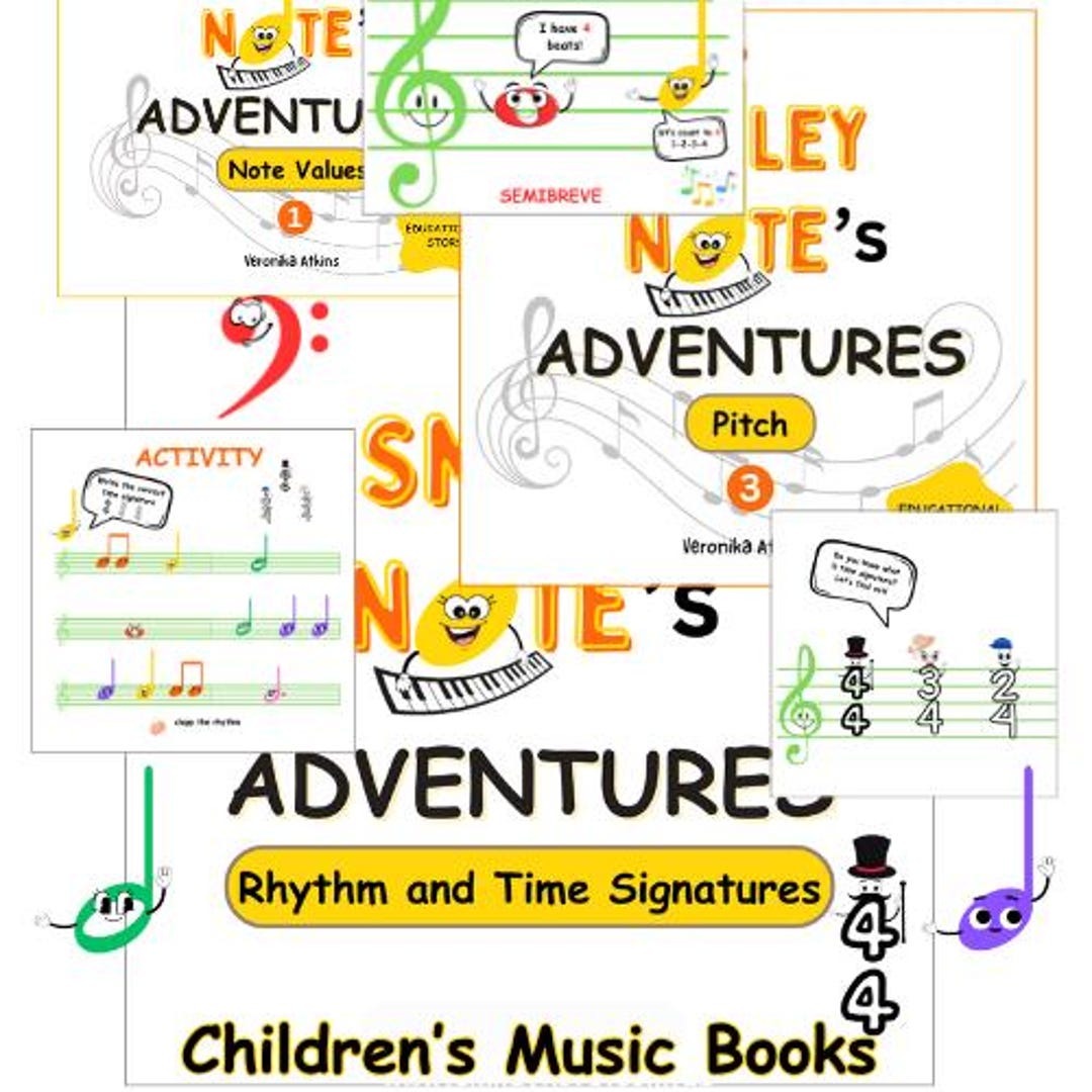 Smiley Note Music Theory Books for Kids BUNDLE – Learn Note Values ...