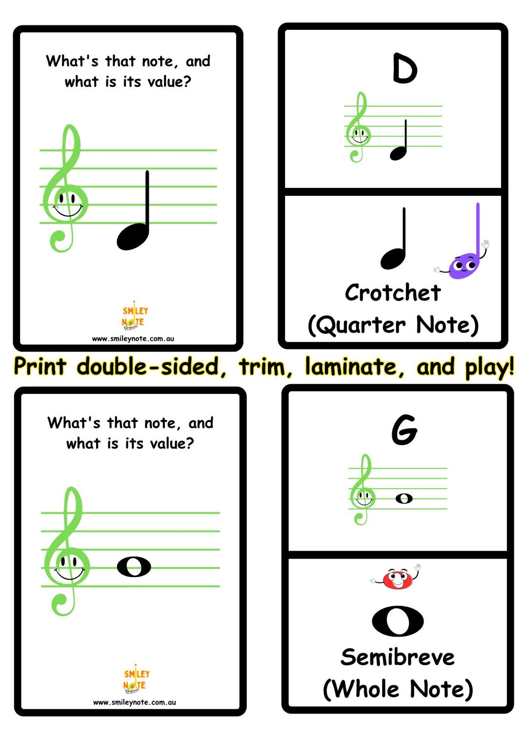 Treble Clef Music Flashcards – Learn Music Notes and Their Values ...