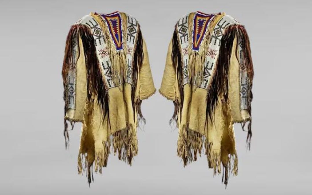 Men Native American Western Sioux Warrior Scalp Suede Leather Beaded ...