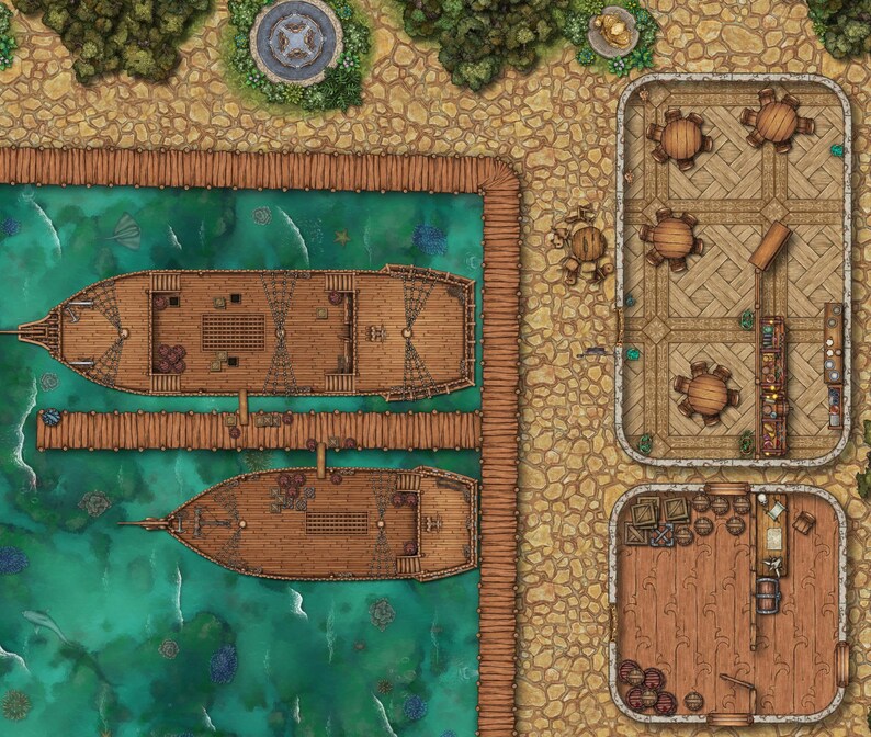 32 Battlemaps, Pirate Ships, Caves, Cities, Taverns, Bay - Etsy