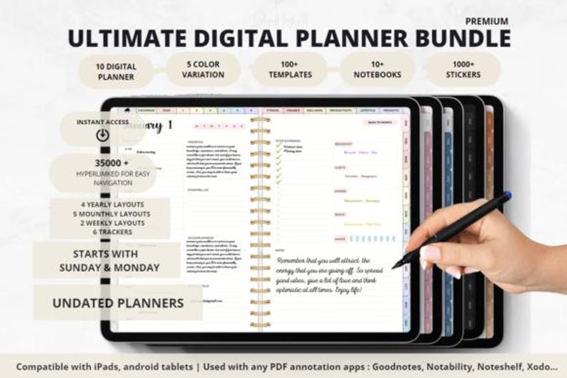 Ultimate Digital Planner Bundle | 8 Planners & 1000+ Stickers - Etsy