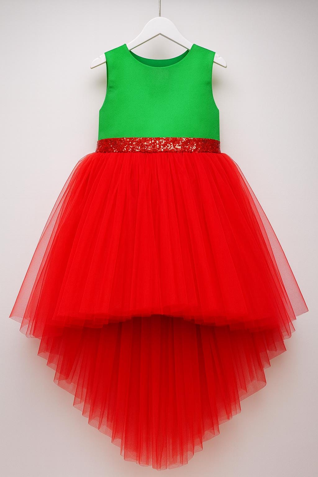 Christmas Dress for Girl – Green and Red Tulle High Low Holiday Party ...