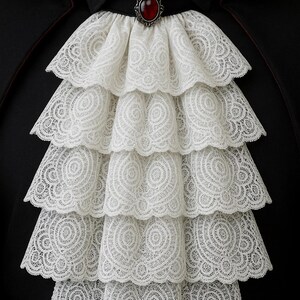 Victorian Vampire Lace Jabot for Women – Gothic White Ruffled Cravat ...
