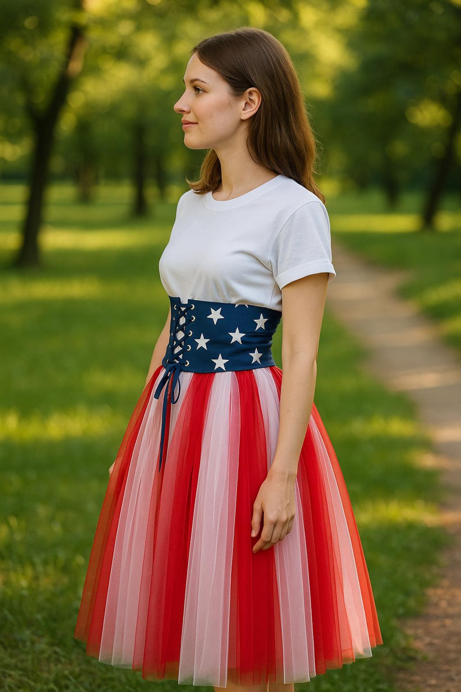 4th of July Tulle Skirt and Star Corset Set – Patriotic Red White Blue ...