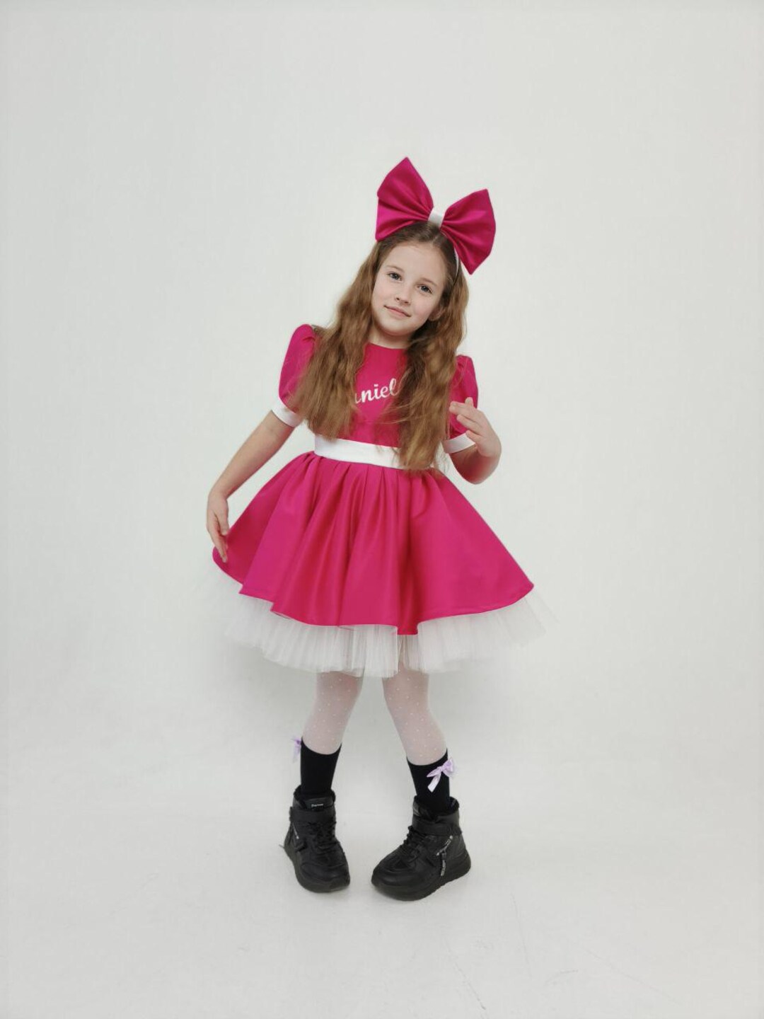 Pink Barbie Dress for a Girl With a Personalized Embroidered Name to ...