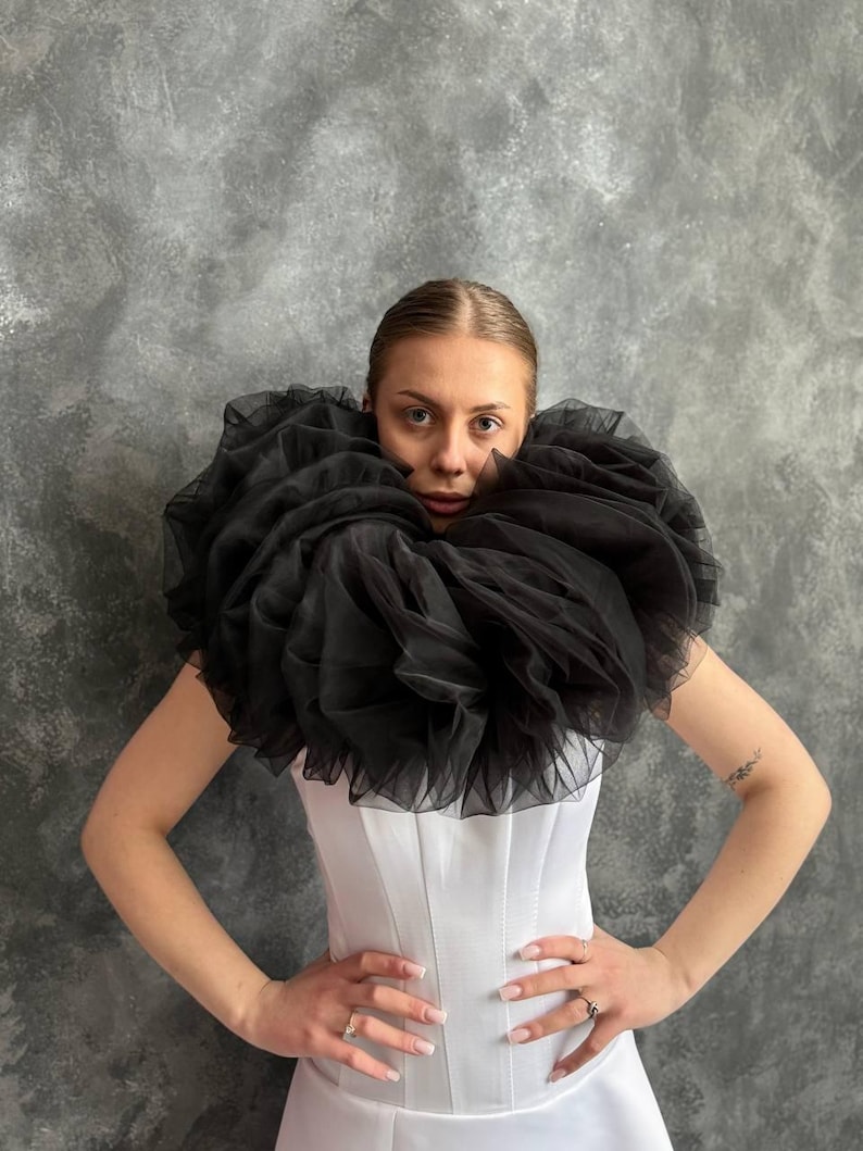 Statement Tulle Ruffle Collar – Dramatic Bridal Neckpiece, Couture ...