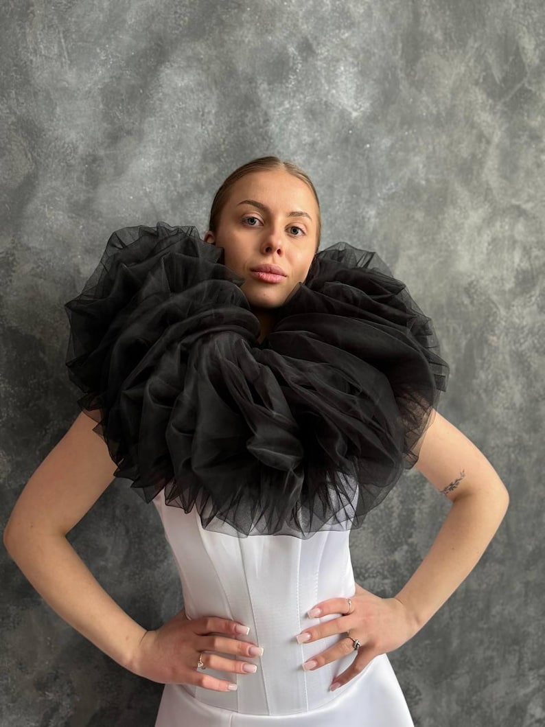 Statement Tulle Ruffle Collar – Dramatic Bridal Neckpiece, Couture ...