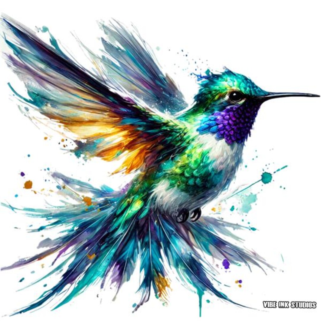 Vibrant Hummingbird Watercolor Print | Digital Download | High ...