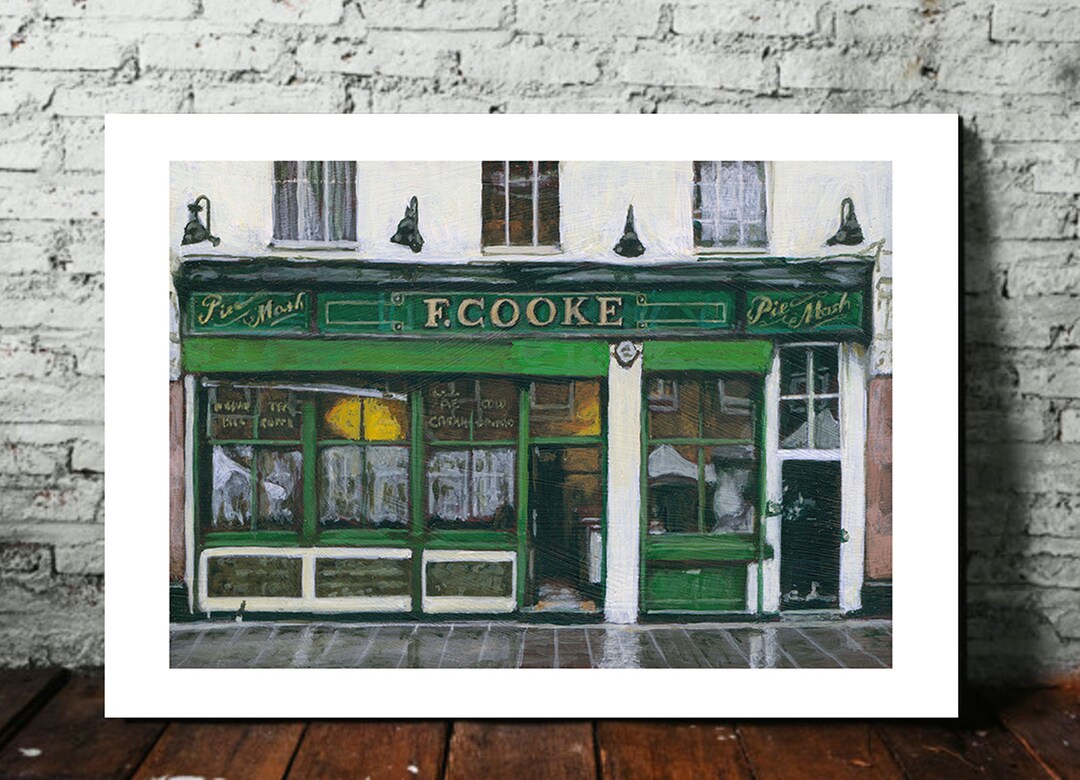 London Old Shopfront Art Print Realism Painting Hoxton Pie N Mash ...