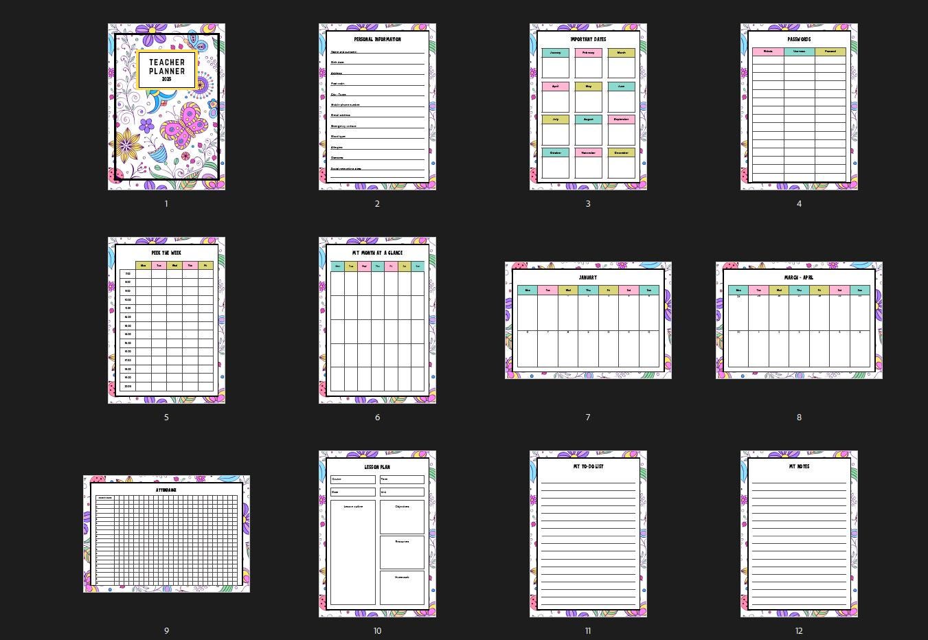 Teacher Planner - Monthly Calendar - Planner Page - Lesson Plan ...