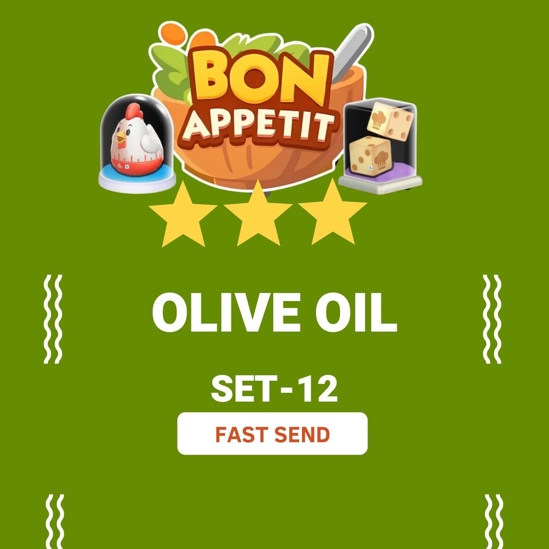 Monopoly_go Stickers 3 Stars Set 12 -olive Oil _bon Appetit_ || Fast ...