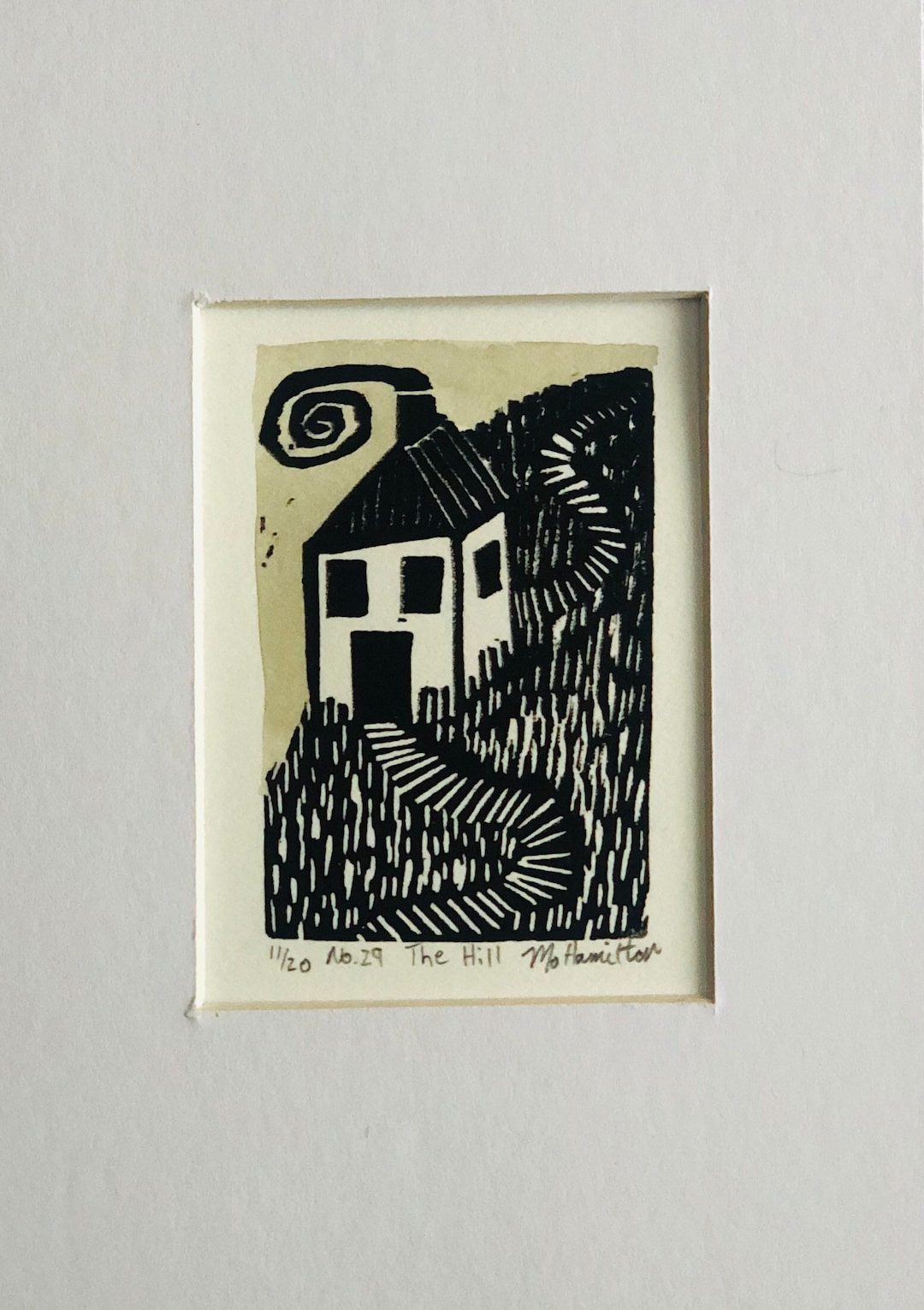The Hill No. 29 of the 100 Houses Project. Original Lino-cut - Etsy
