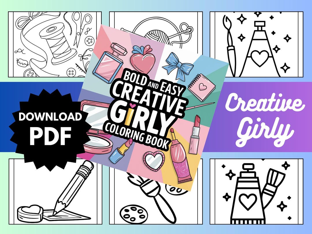 Girly Coloring Book | 109 Large Print Designs Pages | Stress Relief ...