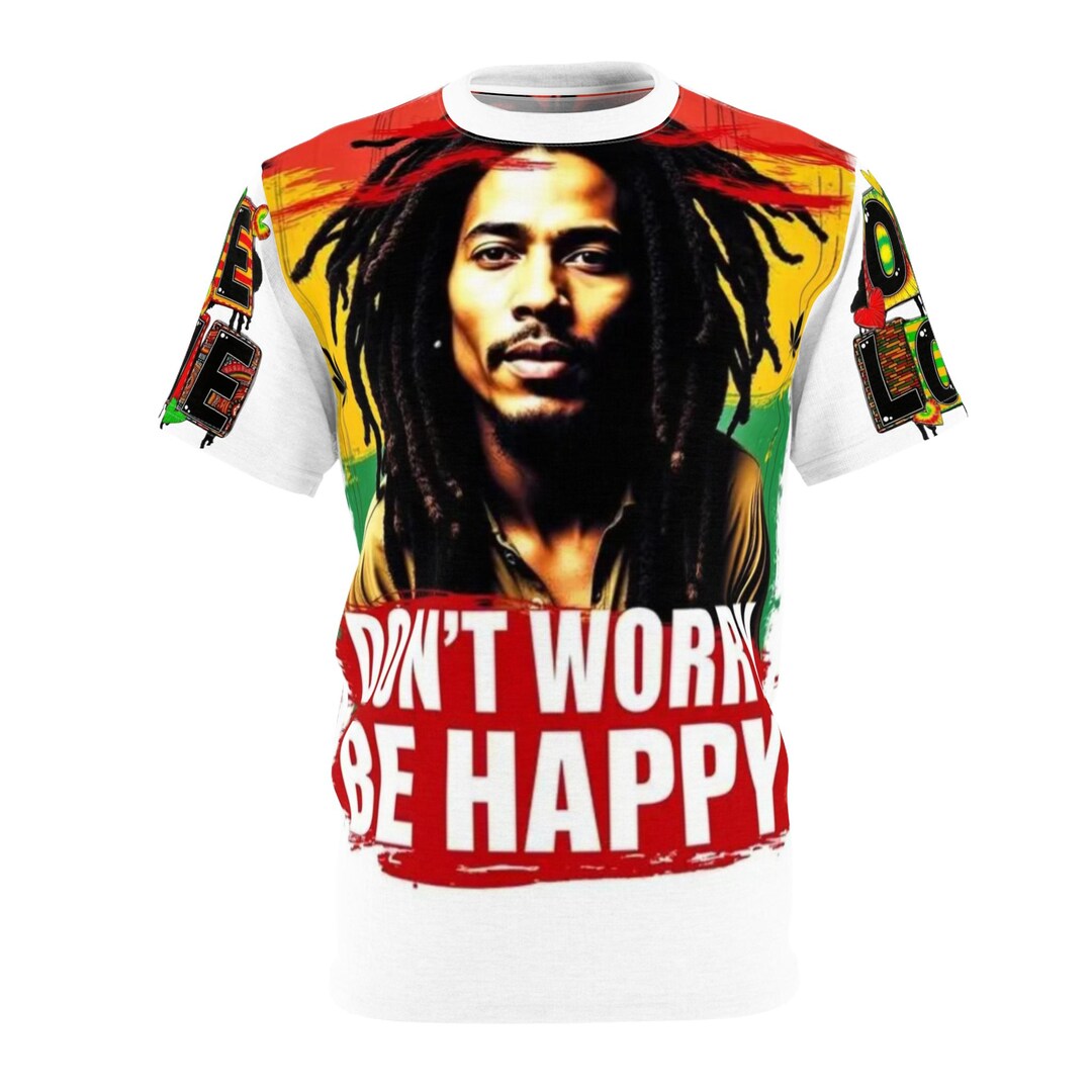Don't Worry Be Happy Rasta Portrait Tee | Reggae Dreadlocks Graphic T ...