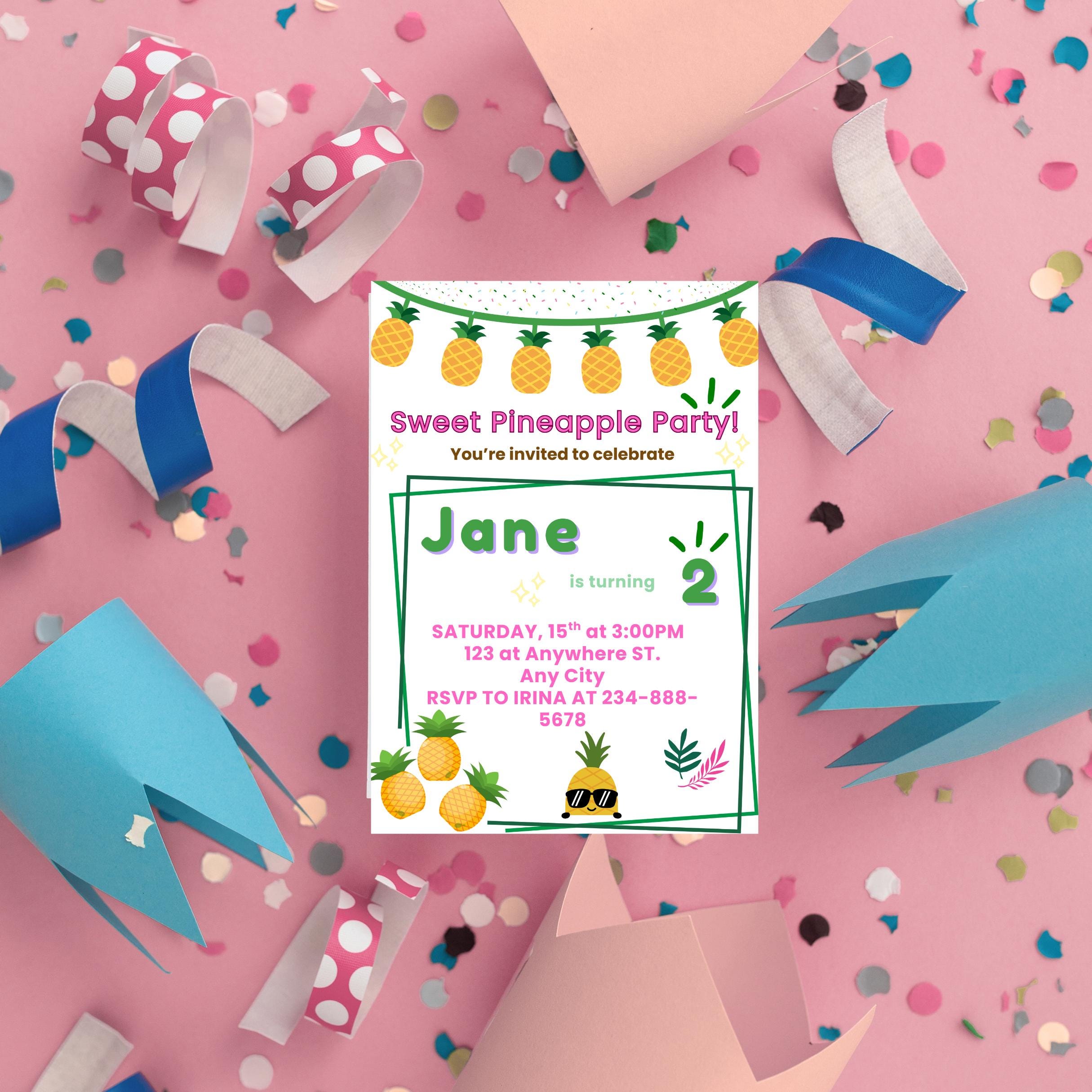 Editable Pineapple Birthday Invitation | Pineapple Theme | Tropical ...