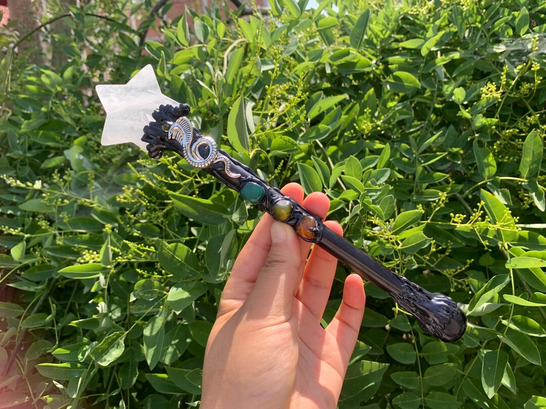 Natural Crystal Magic Wand: Quartz Scepter, Witch Wizard Staff - Etsy