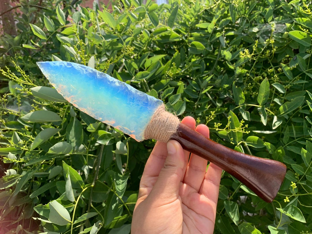 Opalite Quartz Crystal Knife: Hand Carved Skull Dagger, 9.9'' - Etsy