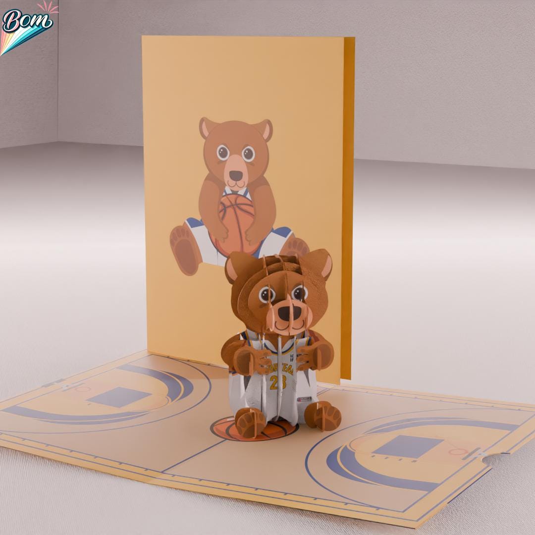 Basketball Pop up Card, ,paper Art, Handmade 3d Basketball Bear ...