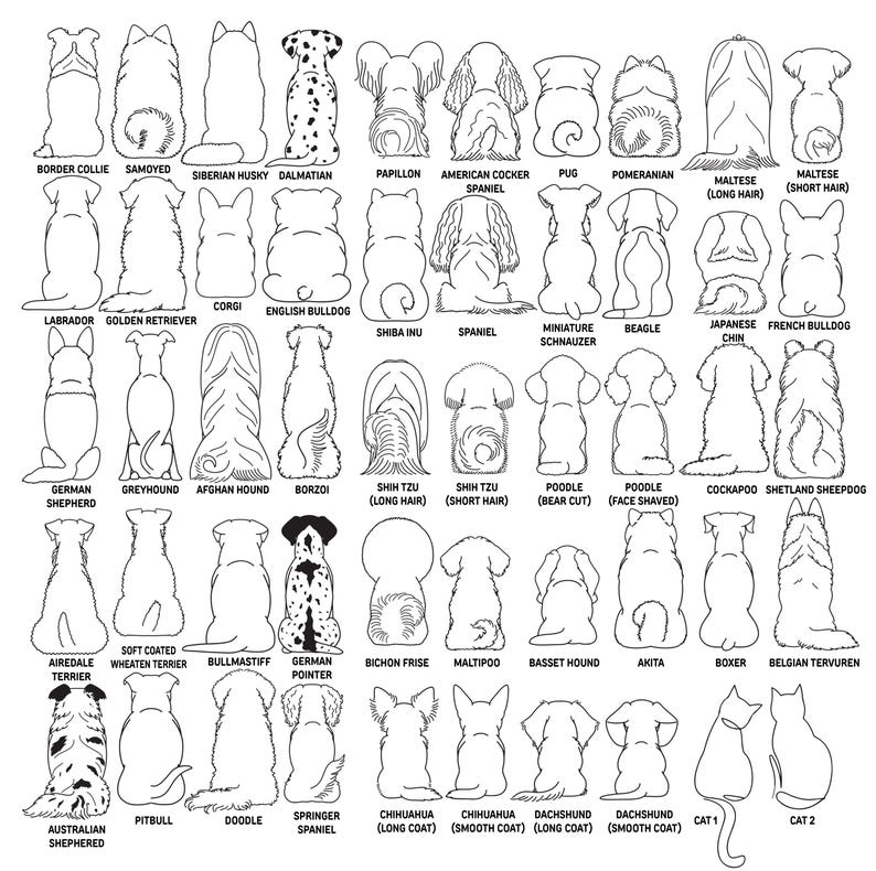 Custom Cat and Dog Line Art Christmas Glass Ornament, Personalized Dog ...