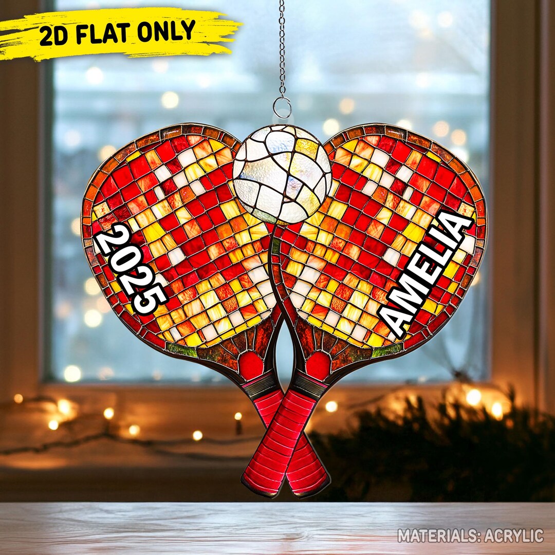 Personalized Pickleball 2D Suncatcher Ornament, Custom Paddle Christmas ...
