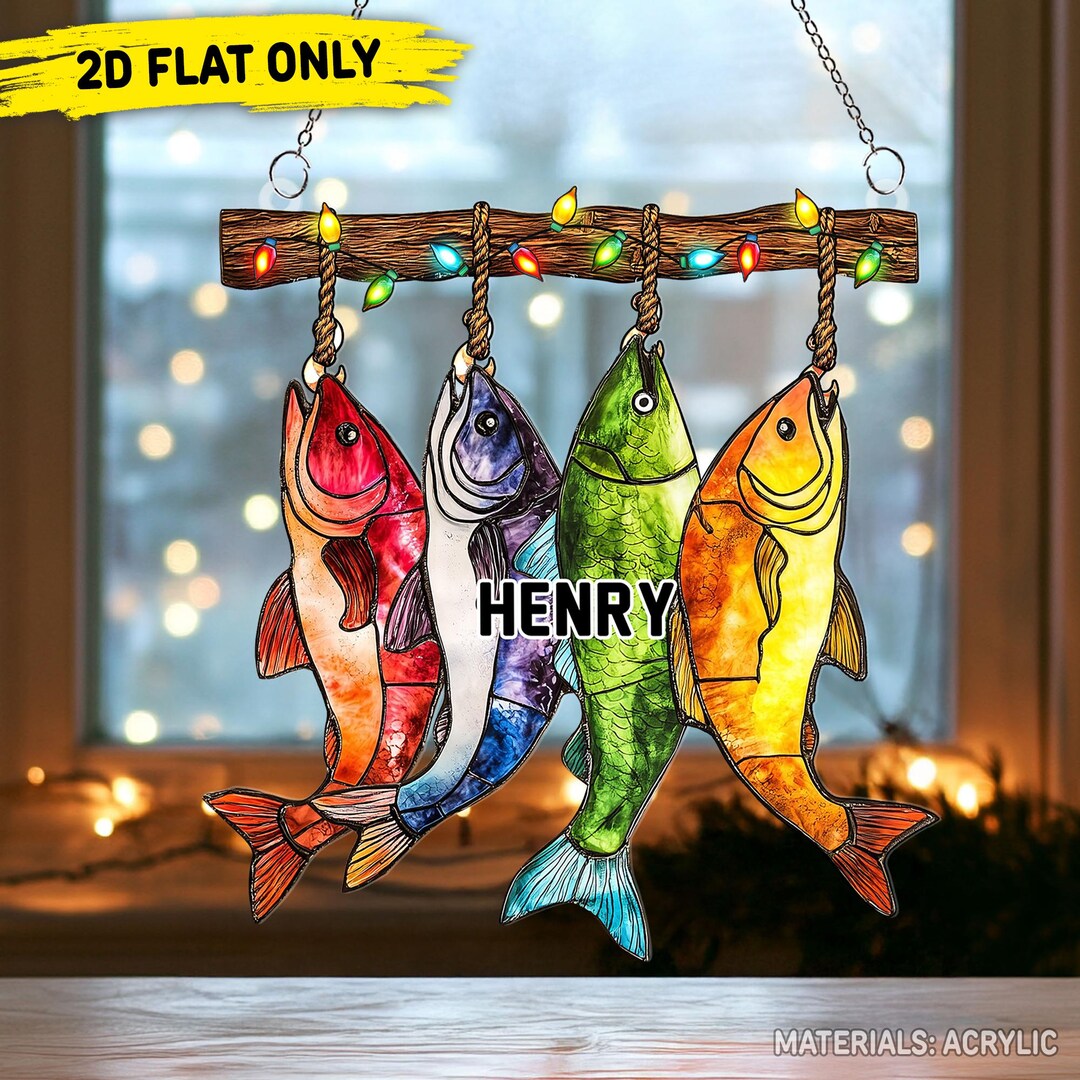 Personalized Salmon Suncatcher Ornament, Custom Fishing Christmas Gift ...