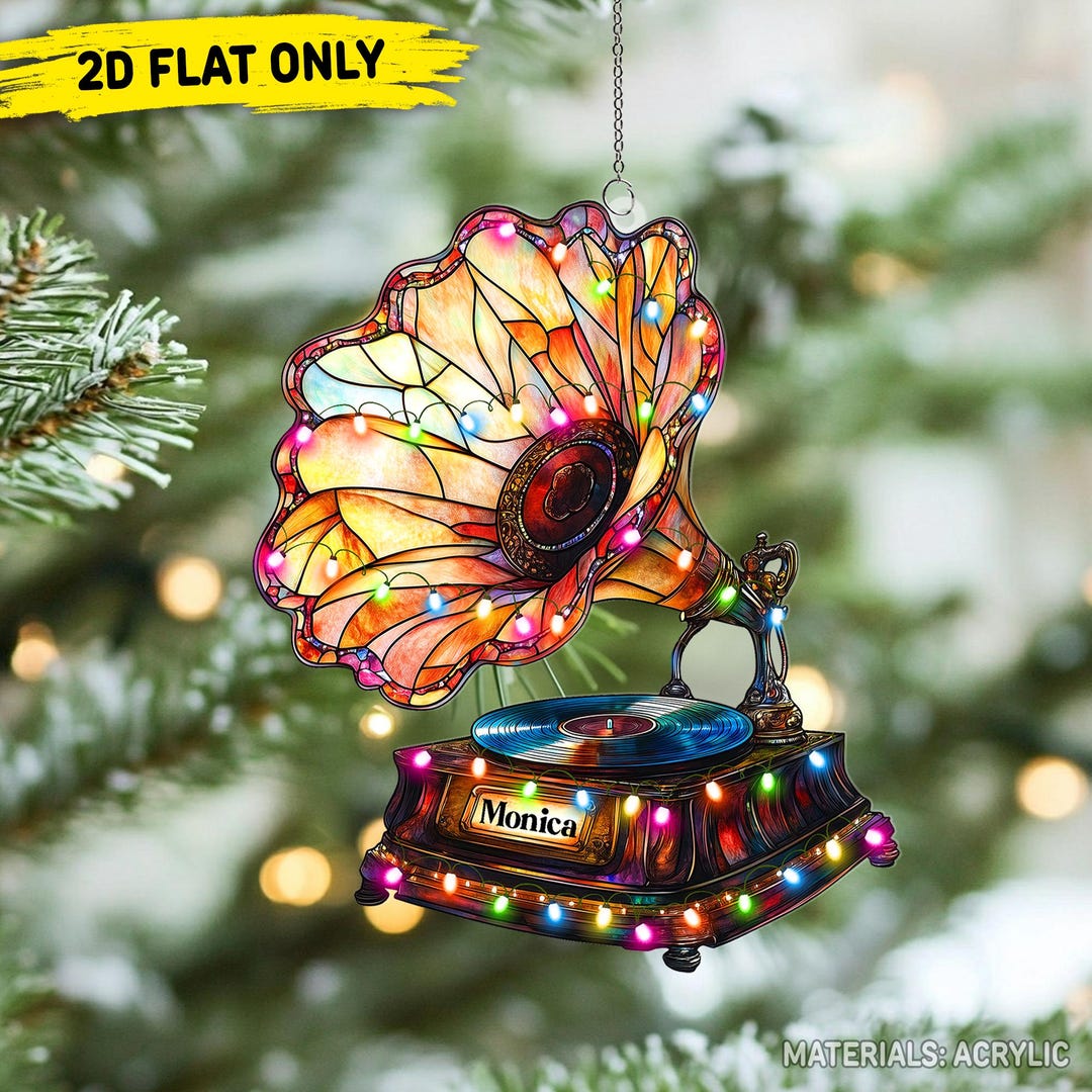 Custom Gramophone Ornament: Personalized Music Lover Gift (2D Flat ...