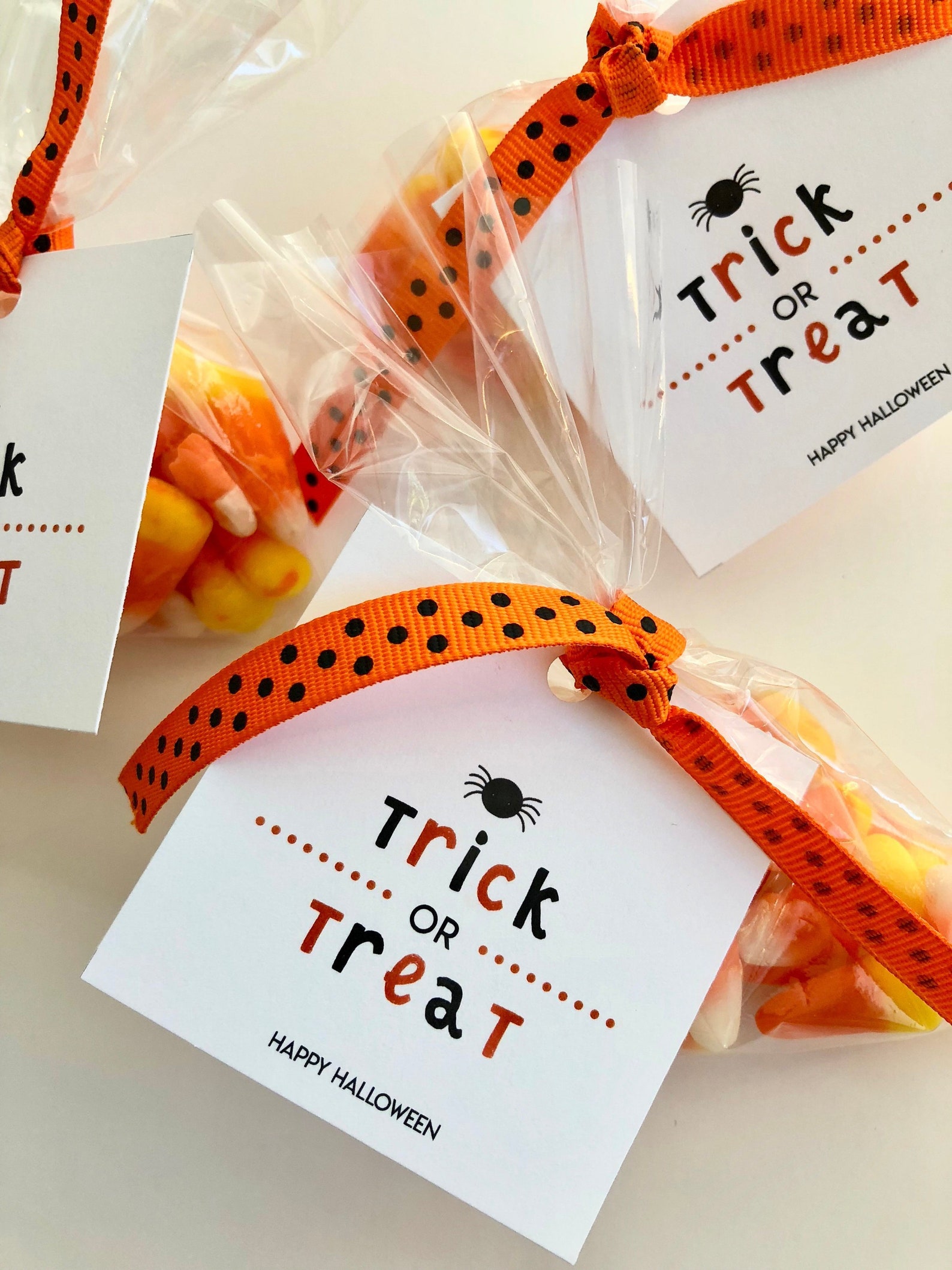 Trick or Treat Gift Tag Printable AUTO DOWNLOAD Happy | Etsy