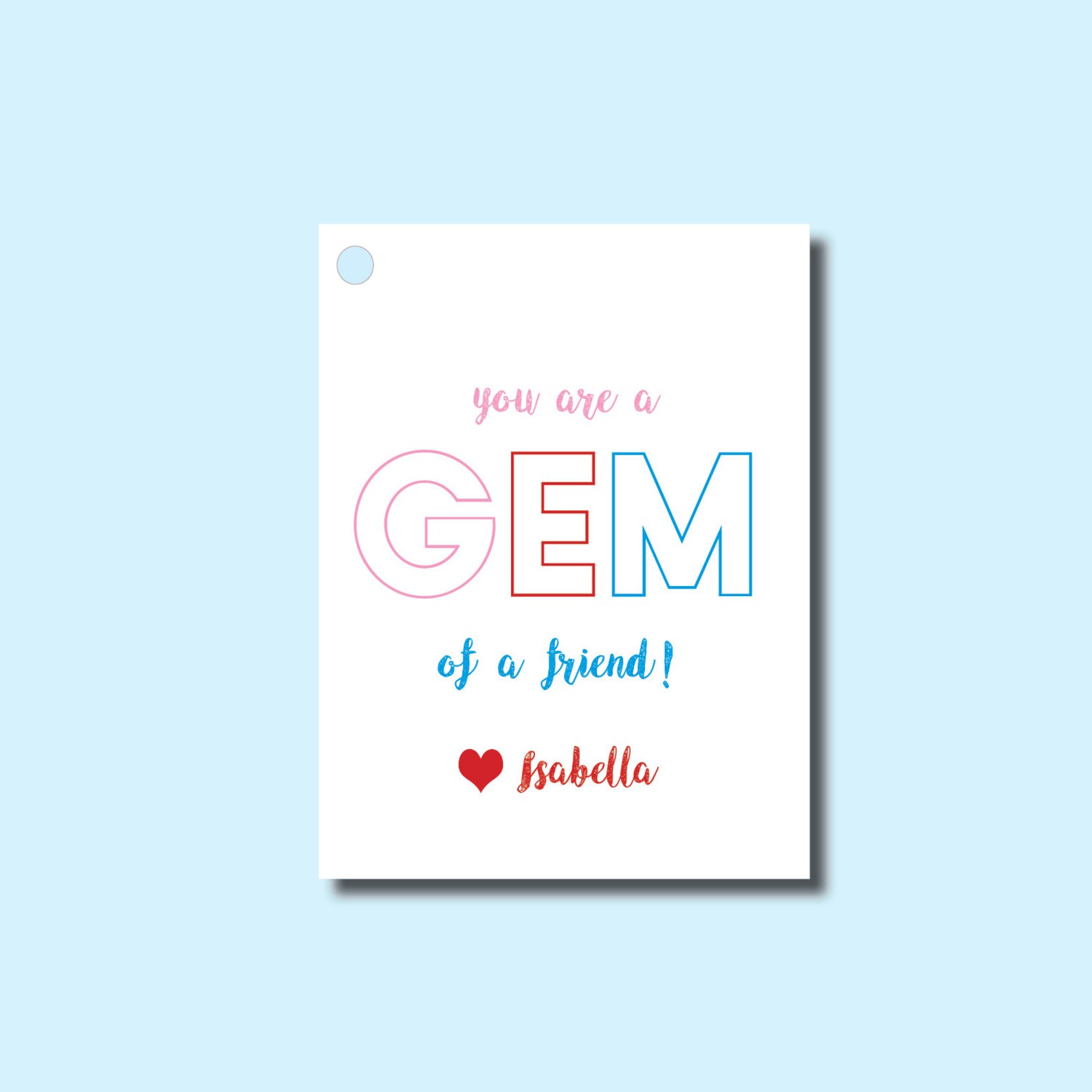 You're A Gem Customized Printable Tag Custom Valentine | Etsy