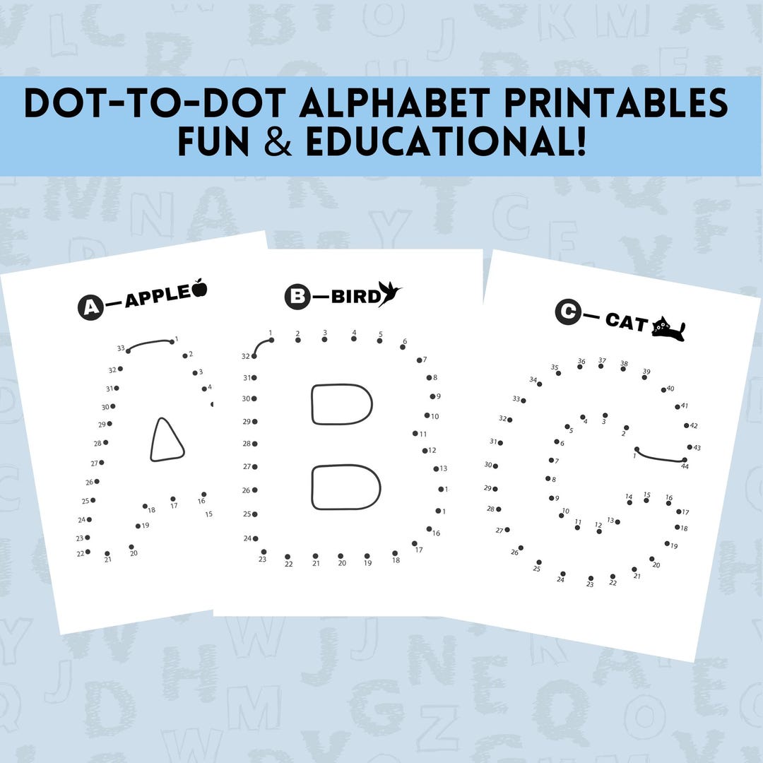 Dot to Dot Alphabet Printable ABC Connect the Dots Worksheets Preschool ...