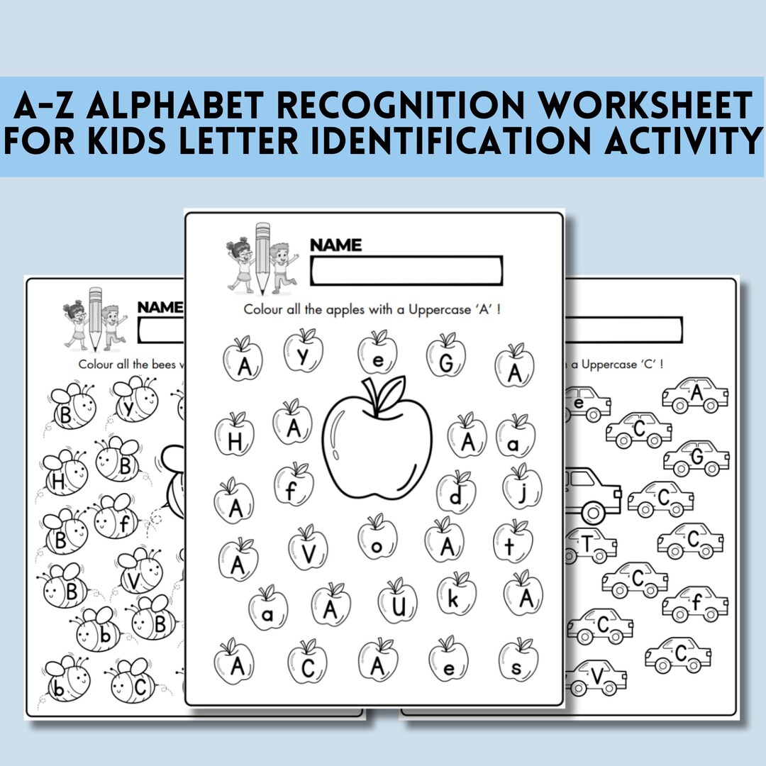 A-Z Alphabet Recognition Worksheet | Letter Identification Printable ...