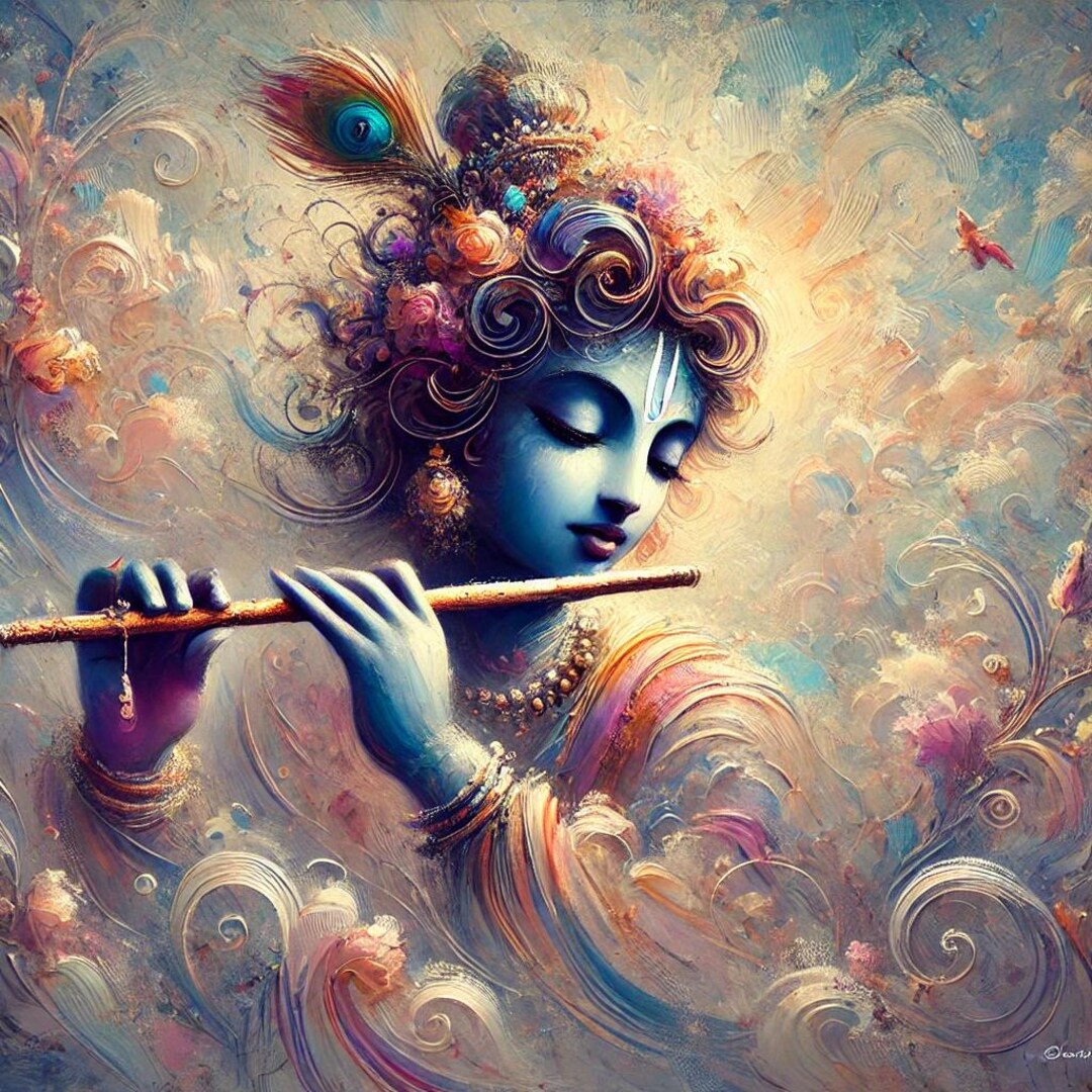 Lord Krishna Brush Stroke Digital Painting | Hindu Art | Spiritual Wall ...