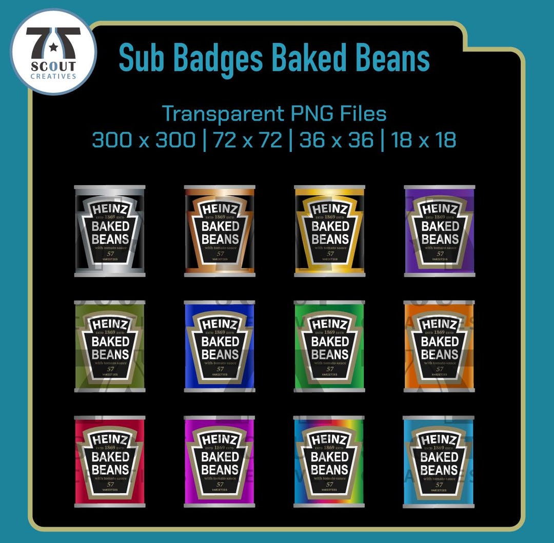 Baked Beans Sub Badges Emote Emoji Sticker Twitch/kick/youtube/discord ...