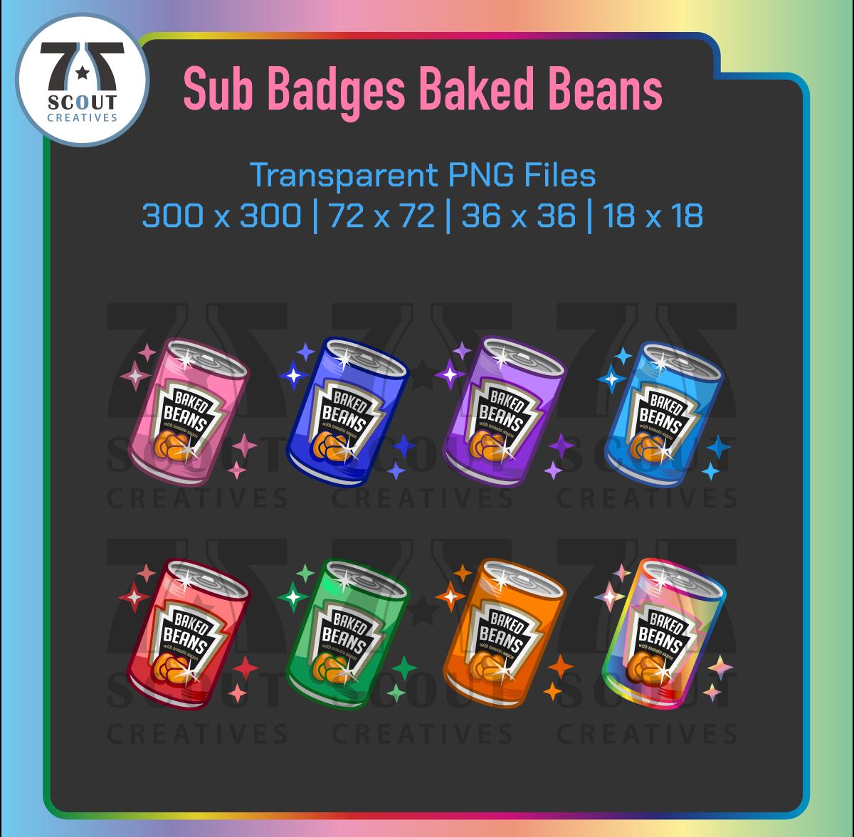 Baked Beans Sub Badges Emote Emoji Sticker Twitch/kick/youtube/discord ...
